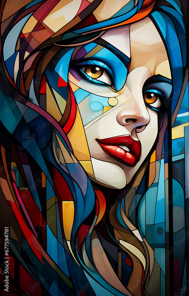 Girl portrait in style of cubism art, perfect, Attractive look Stock ...