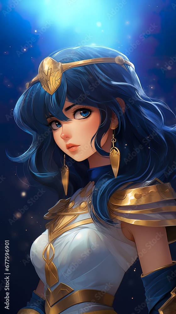 Girl in a princess dress. A beautiful fantasy princess with blue hair ...