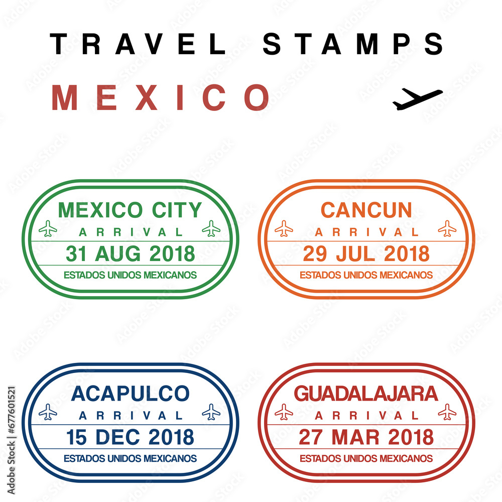 Travel PNG - passport stamps set (fictitious stamps). Mexico ...