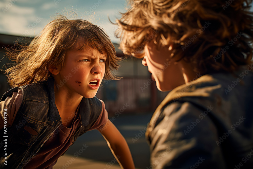 bullying scenario where a child is being physically intimidated by ...