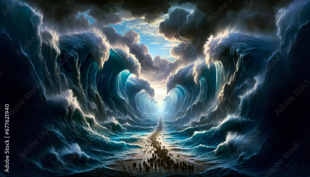 "Waves of Liberation": Moses commands, parting the Red Sea for Hebrews ...