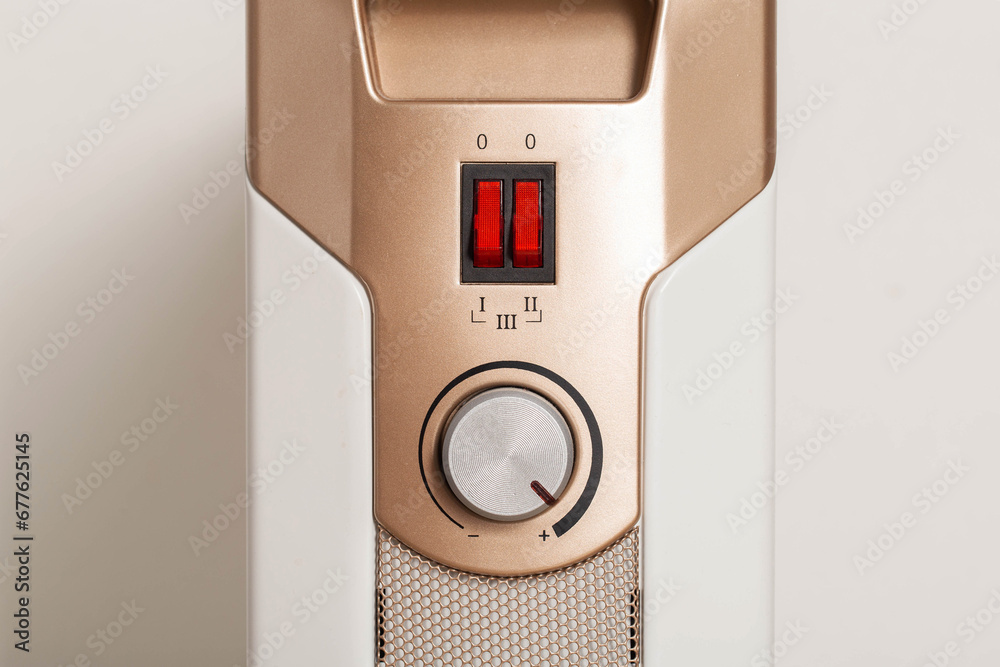 heating temperature control panel, heater on and off buttons. The ...