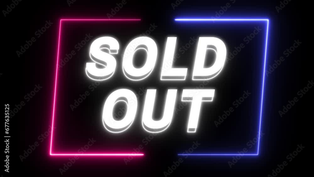 sold out sold out neon animated text sold out neon looping alpha 4k ...