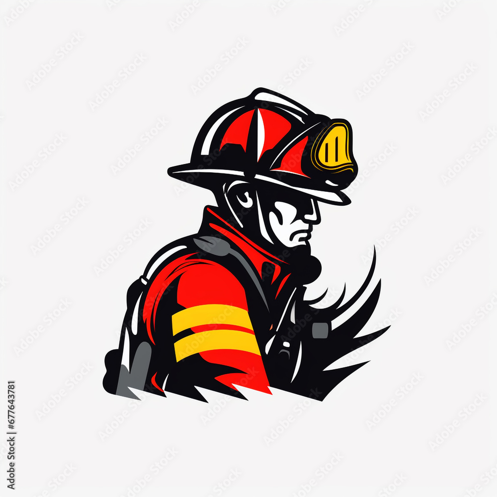 Clip art illustration of a male firefighter complete with fire ...
