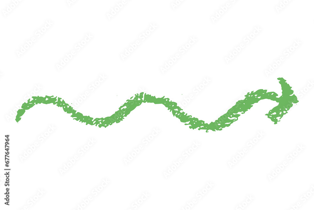 Green crayon emphasis arrow. Hand drawn black charcoal symbols for hand ...