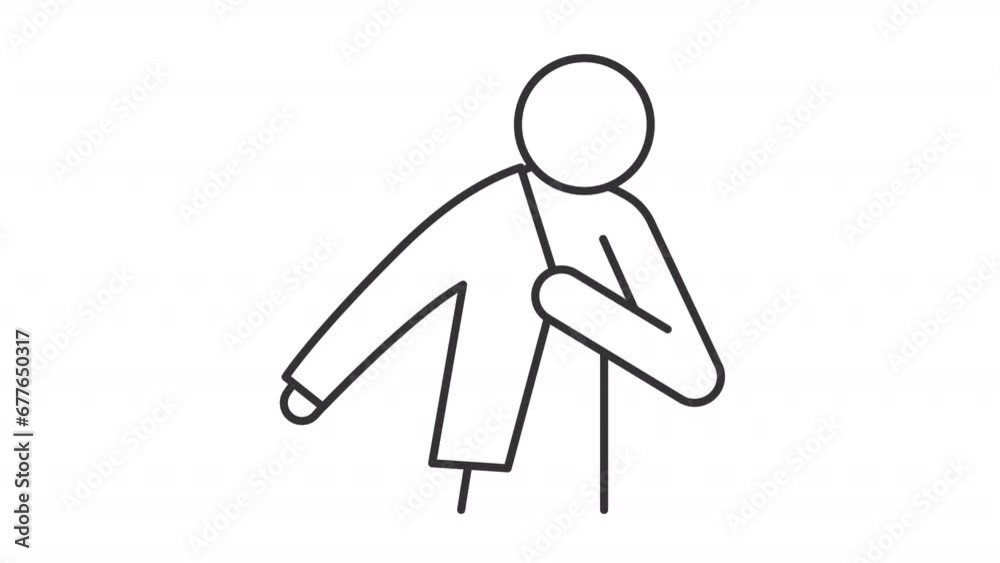 2D black thin line animation of wearing clothes icon, HD video with ...