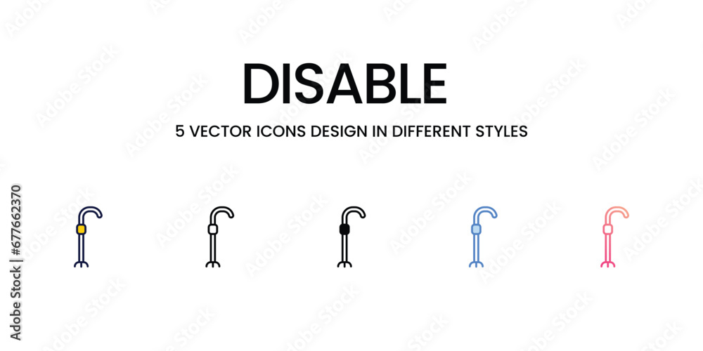 Disable Icon Design in Five style with Editable Stroke. Line, Solid ...