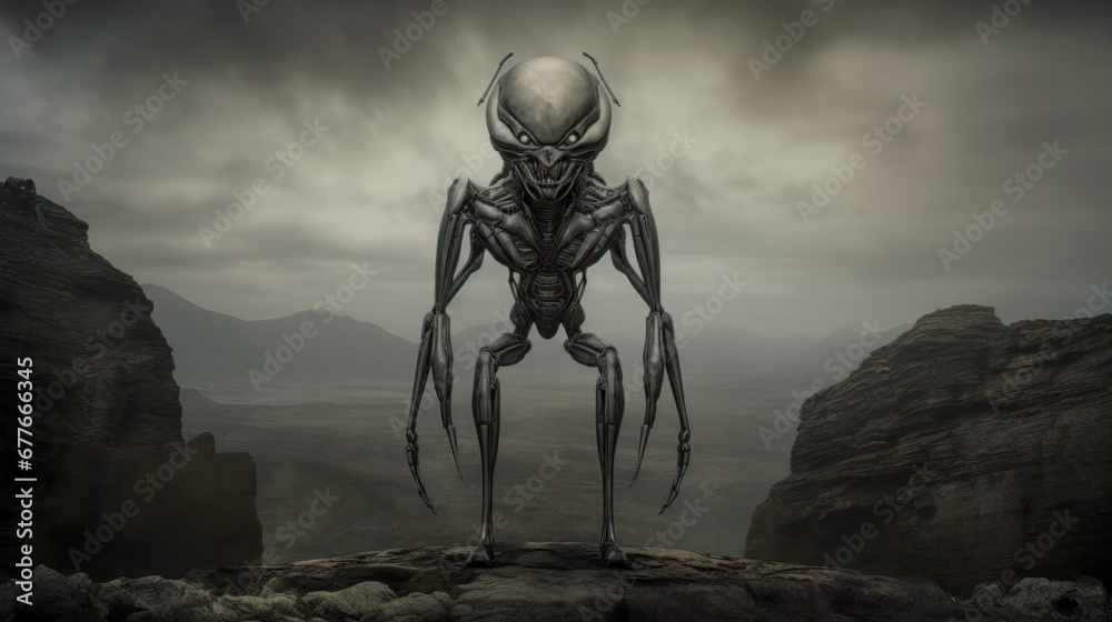 Alien Creature Insect Visit Earth in the Desert Wallpaper Poster ...