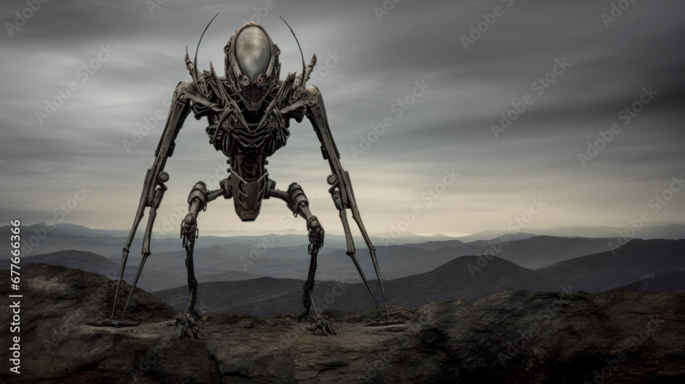 Alien Creature Insect Visit Earth in the Desert Wallpaper Poster ...