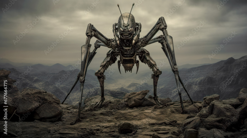 Alien Creature Insect Visit Earth in the Desert Wallpaper Poster ...