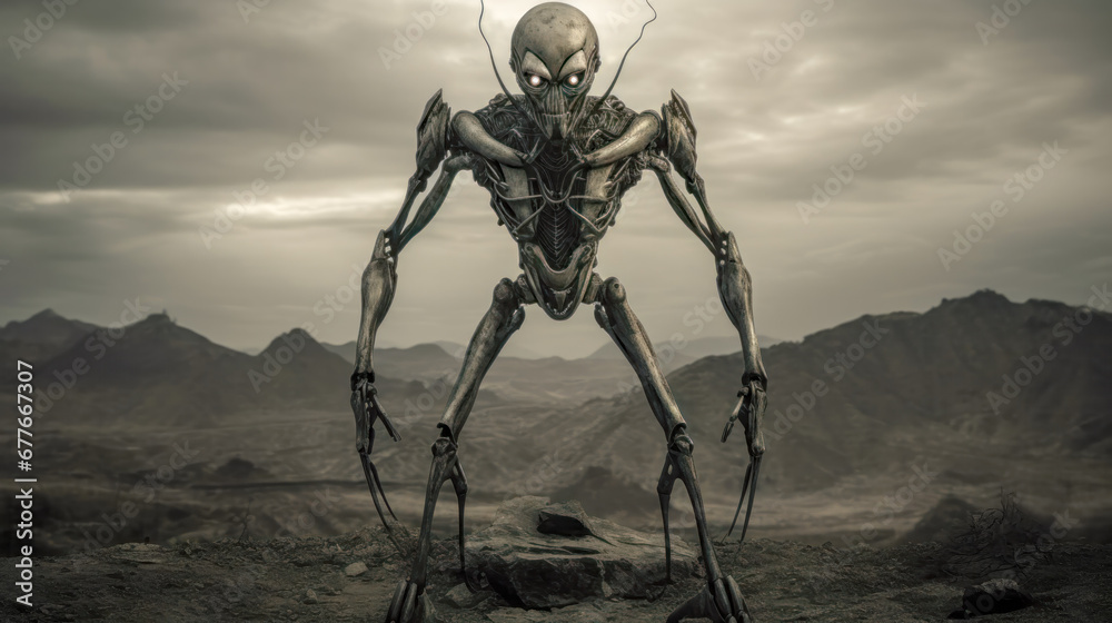 Alien Creature Insect Visit Earth in the Desert Wallpaper Poster ...