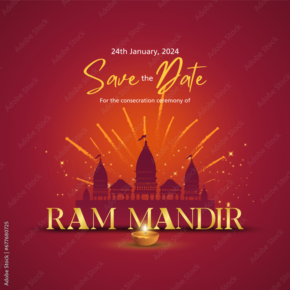 Greeting banner design for Ram mandir Ayodhya consecration ceremony ...