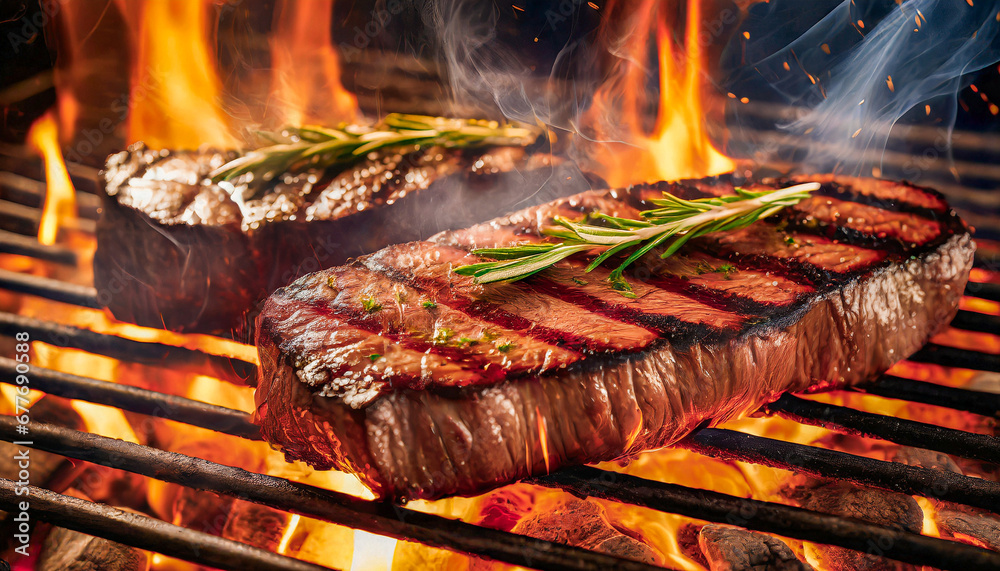 juicy beef steak on fire, for beef steak sellers, for restaurant menu ...