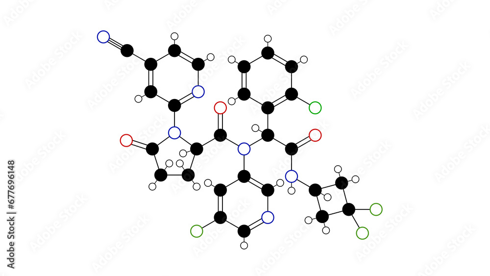 ivosidenib molecule, structural chemical formula, ball-and-stick model ...