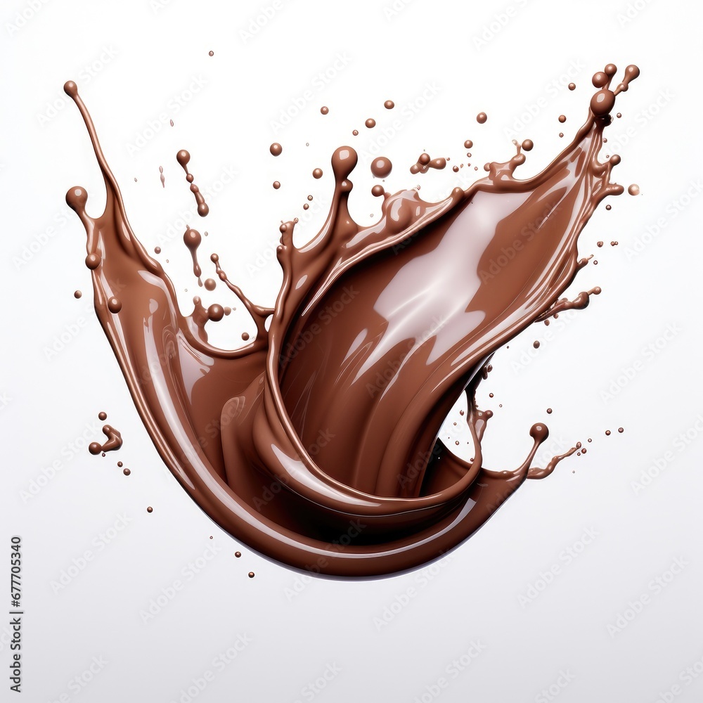 chocolate splash isolated on white, milk chocolate splash isolated on a ...