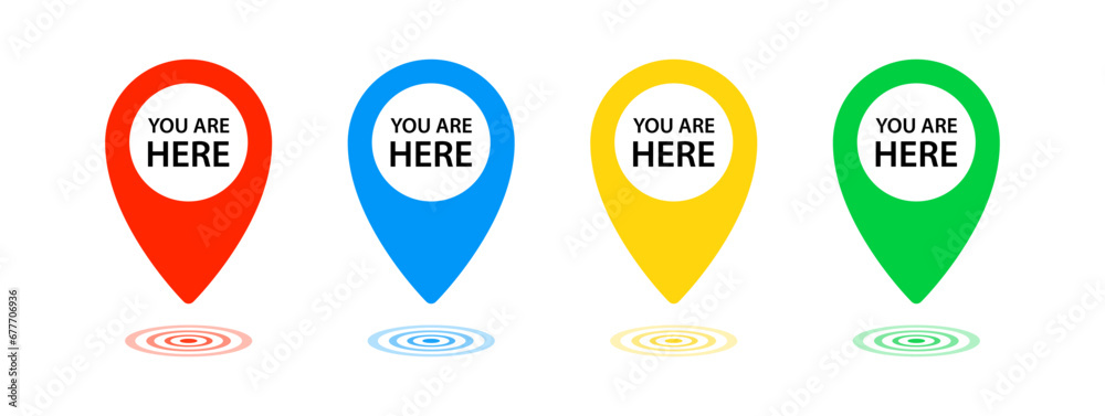 You are here icon. Map pin symbol. Place marker. Map pointer ...