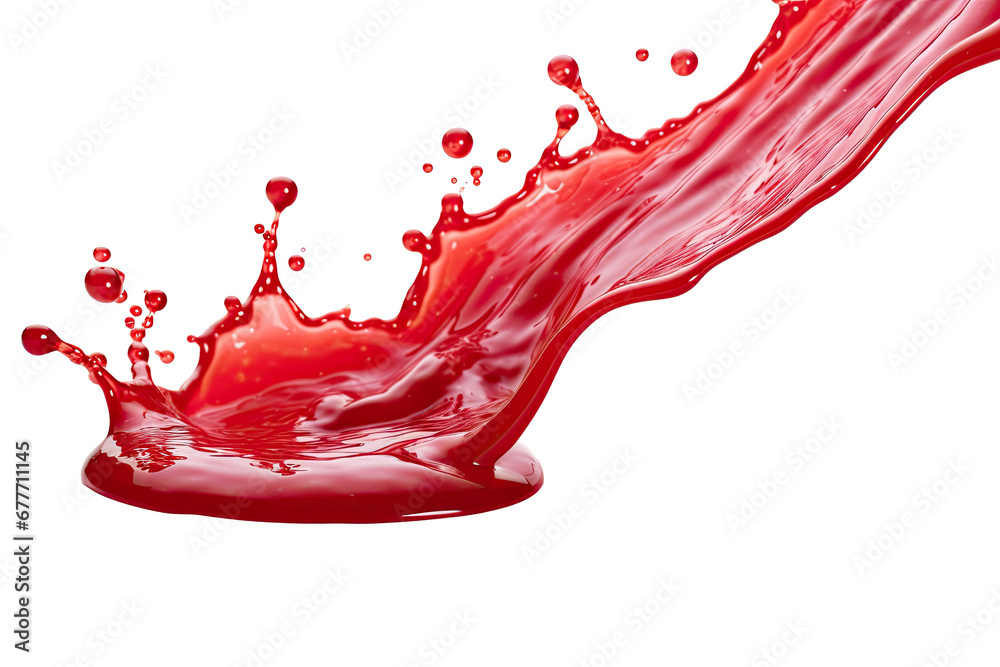 Red berry Jam splash with little bubbles fruit syrup isolated on ...