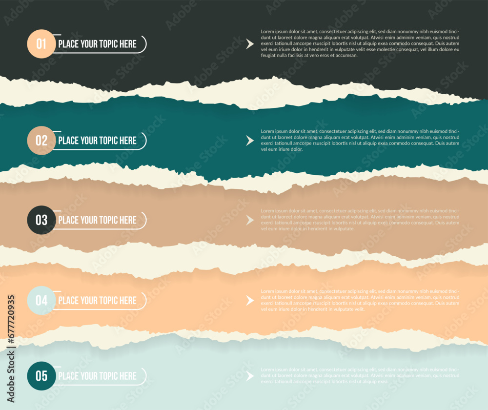 Realistic seamless torn or ripped paper with business infographic ...