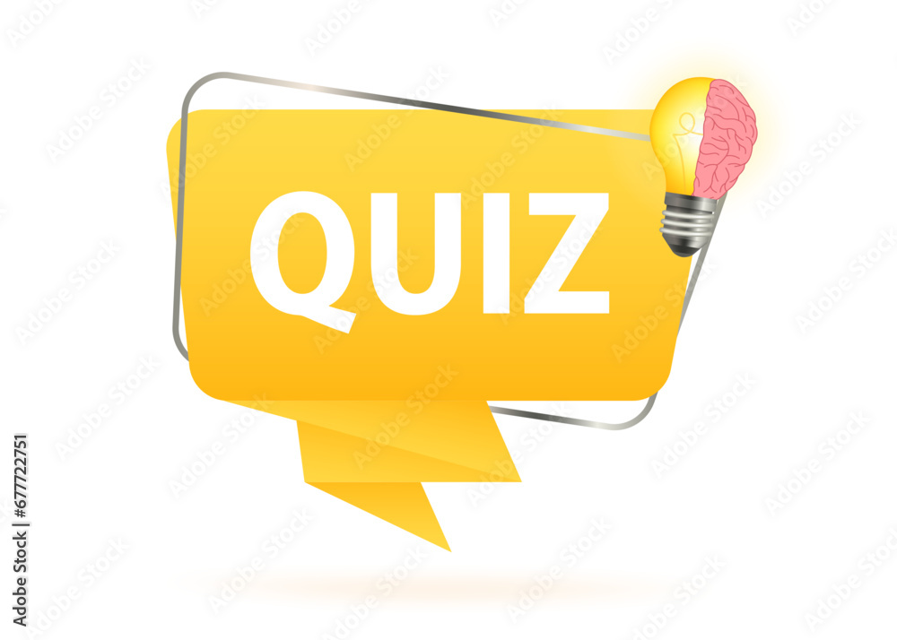 Quiz logo. Idea lamp. Quiz time label with question mark. Quiz emblem ...