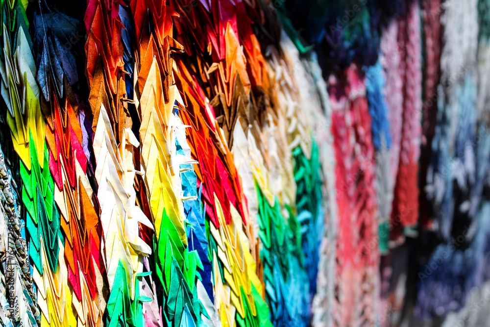 Origami Cranes at Fushimi Inari Shrine, Kyoto, Japan | Closeup Colorful ...