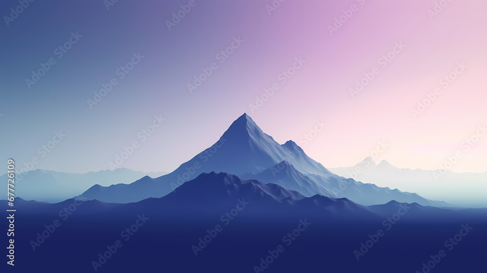 Simple background, single mountain peak under gradient sky abstract ...