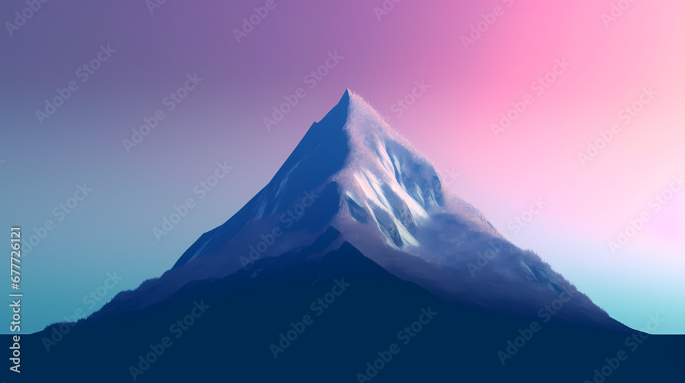 Simple background, single mountain peak under gradient sky abstract ...