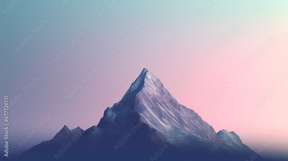 Simple background, single mountain peak under gradient sky abstract ...