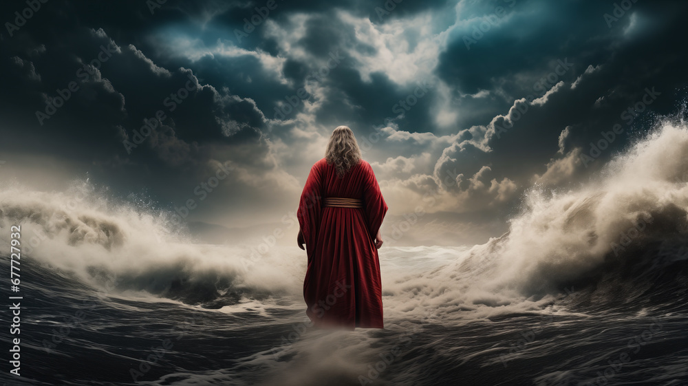 Bible miracle of Moses parting red sea for passage Ocean separate up to ...