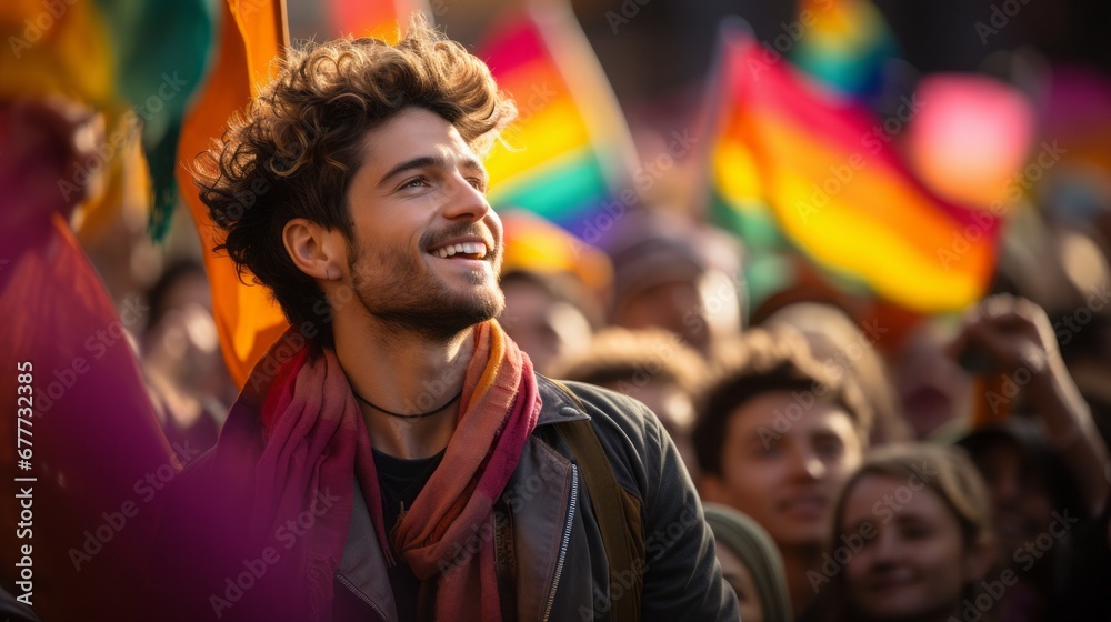 Pride March Diversity: Wide-angle view capturing the diversity of a ...