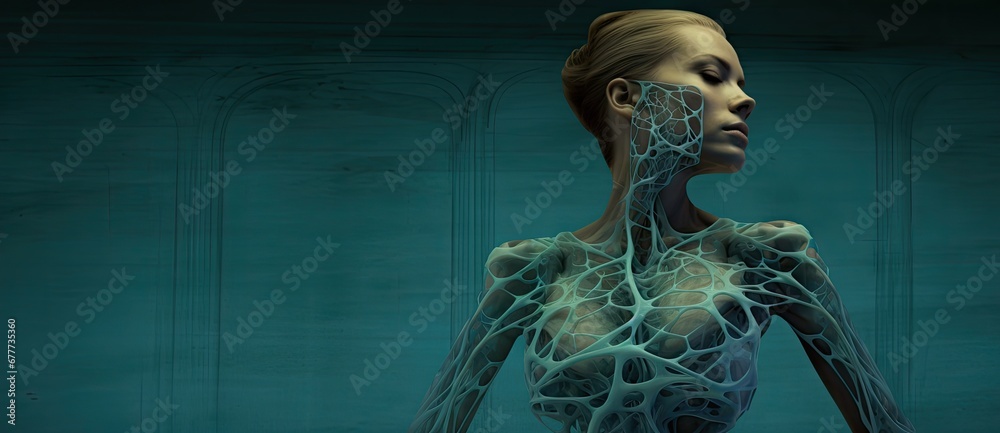 a computer generated image of a woman's body with a vein in the upper ...
