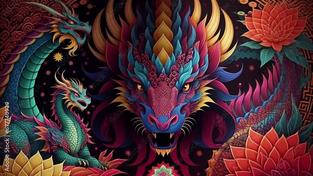 Eastern dragon in asian illustration style. Traditional Asian dragon in ...