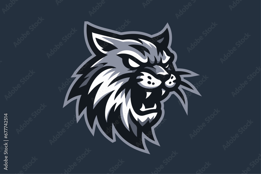 Striking Vector Wildcat Mascot Logo - Professional Sports Team Emblem ...