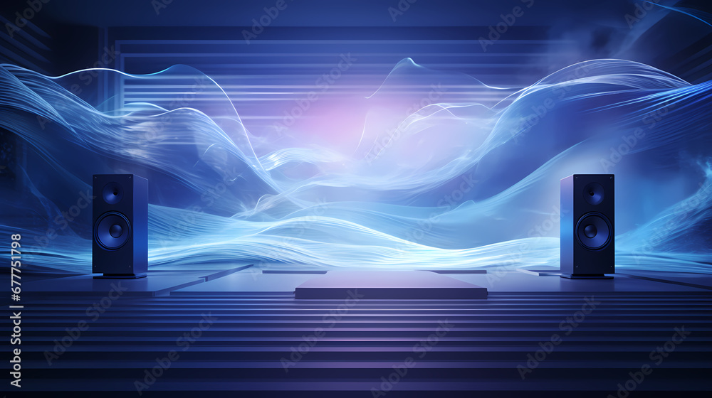 Sound bar releases 360-degree surround sound waves abstract poster web ...