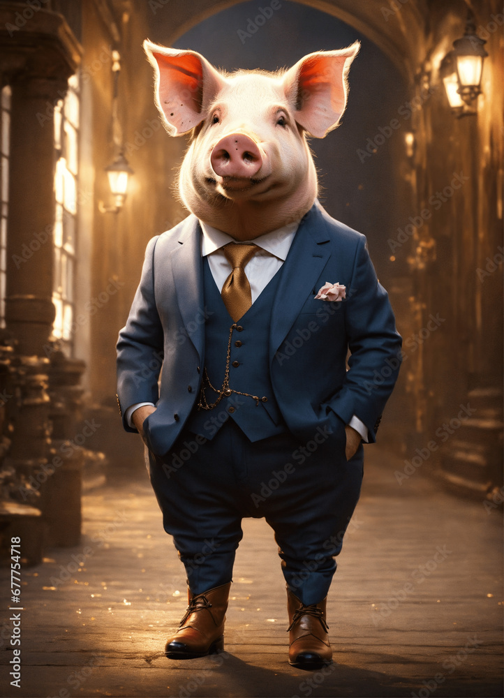 Cerdo en traje elegante // Pig in elegant suit En LucasWildArt ...