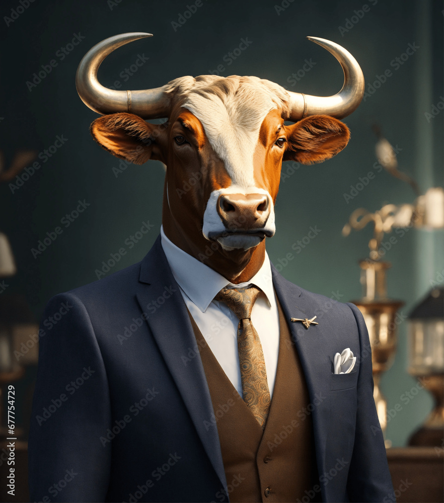 Toro en traje elegante // Bull in elegant suit En LucasWildArt ...