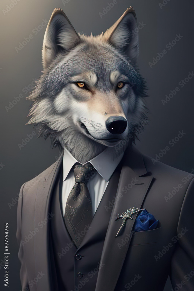 Lobo en traje elegante // Wolf in elegant suit En LucasWildArt ...