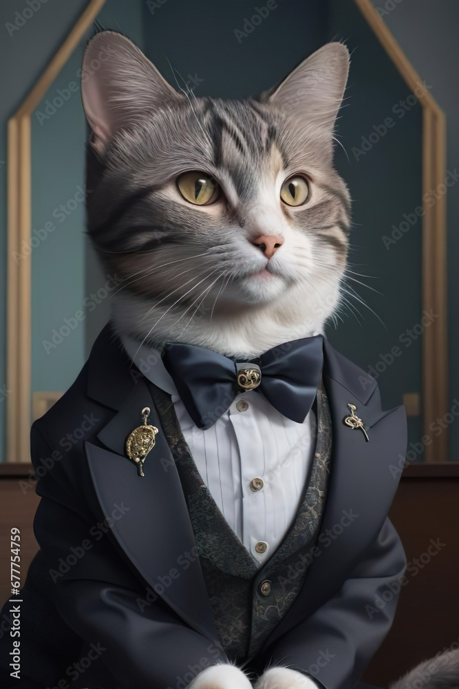 Gato en traje elegante // Cat in elegant suit En LucasWildArt ...