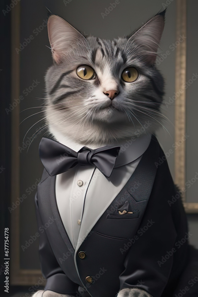 Gato en traje elegante // Cat in elegant suit En LucasWildArt ...