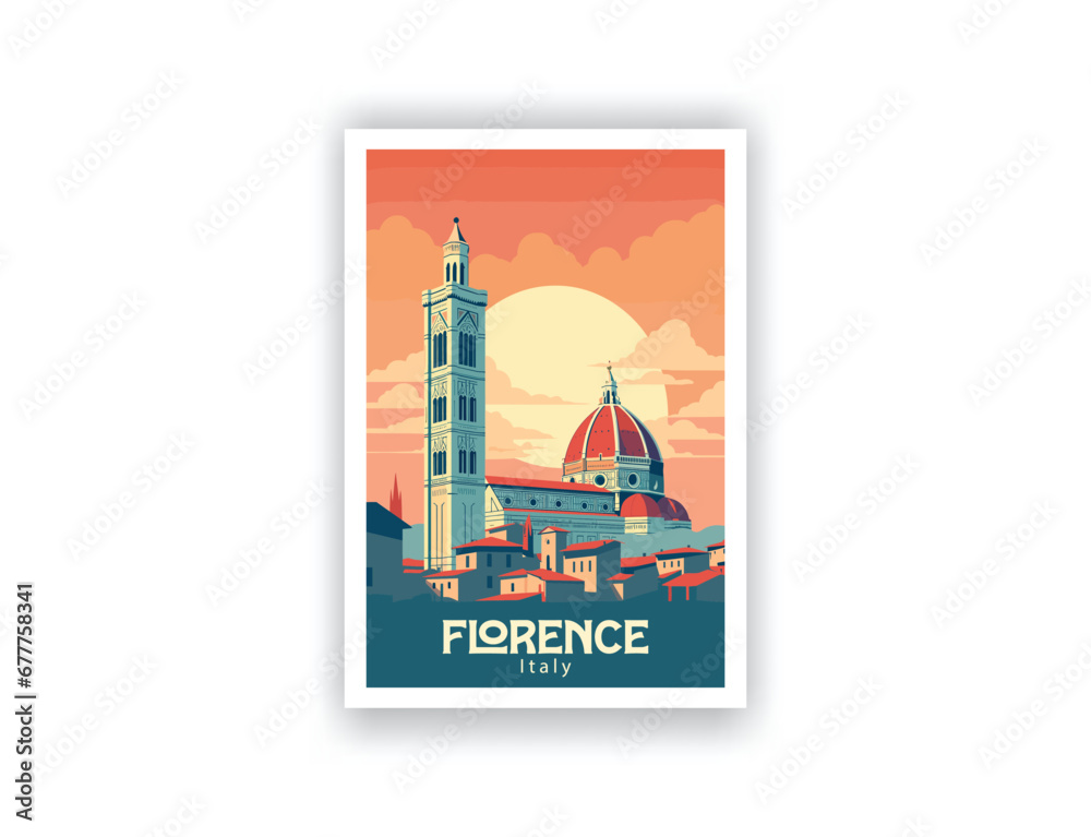 Florence, Italy. Vintage Travel Posters. Vector art. Famous Tourist ...