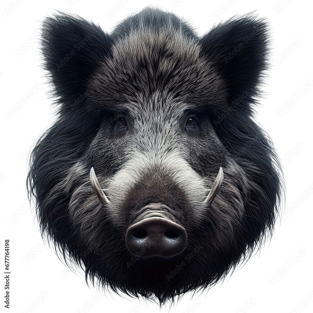 wild boar face shot , isolated on transparent background cutout Stock ...