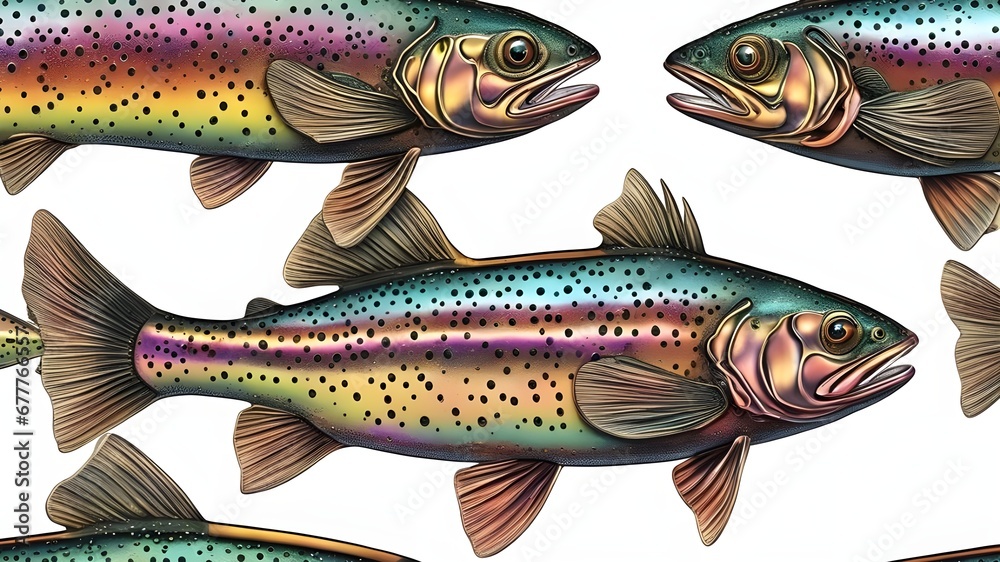 rainbow trout fish A colorful scene of a Rainbow trout fish isolated on ...