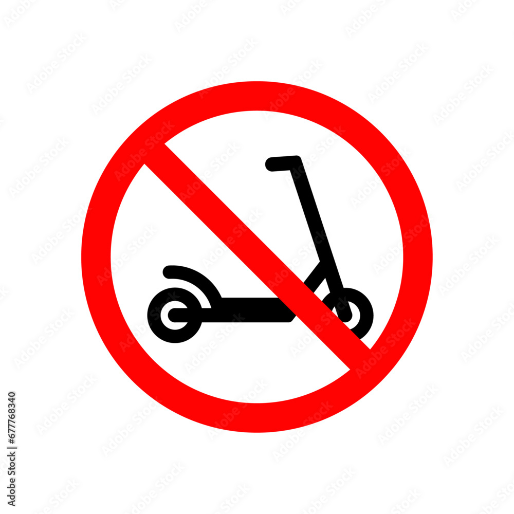No Scooter Icon. No Kick Scooter Sign. No Scooter Or E-Bike Riding On ...
