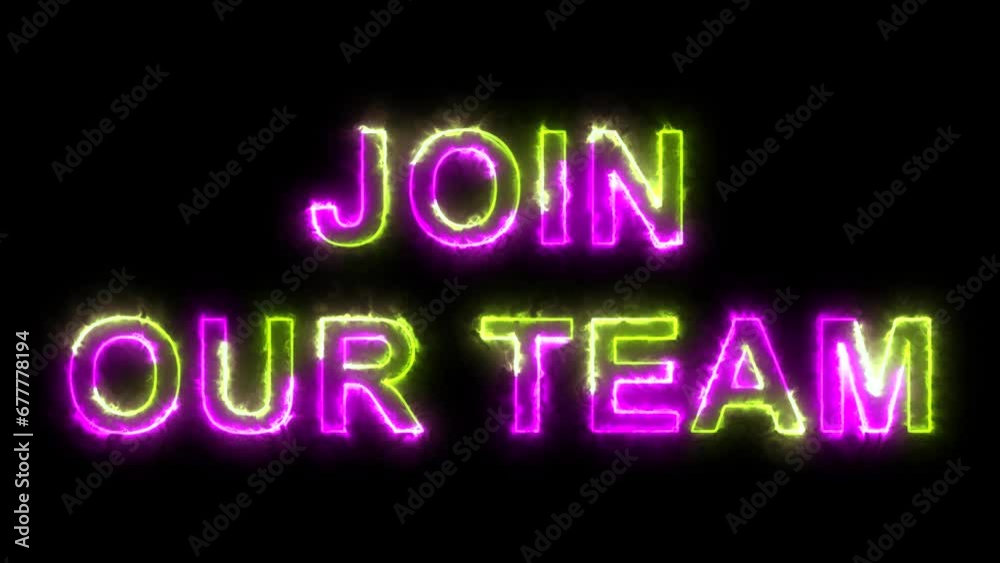 Flickering We Are Hiring Join Our Team Lettering Glowing Light Neon ...