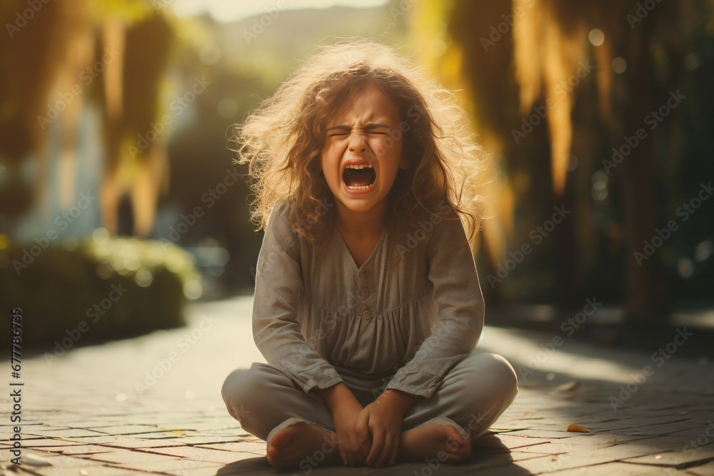 little girl crying from resentment. Psychological help for children ...