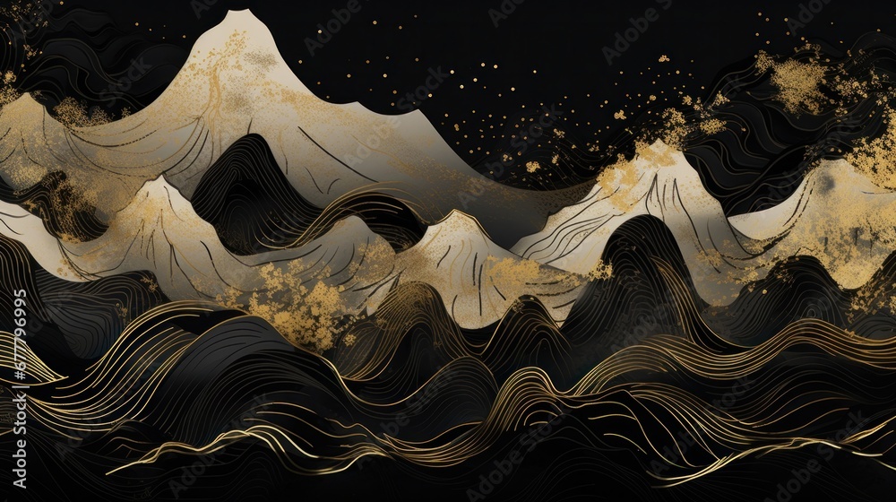 Abstract art template inspired by Japanese design, showcasing a ...