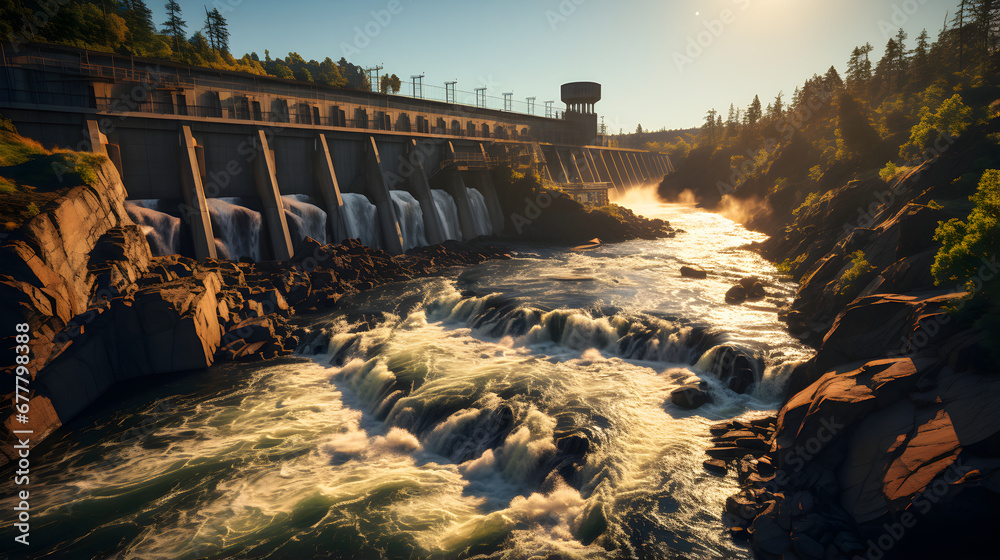 a hydroelectric power plant, representing a renewable energy source ...