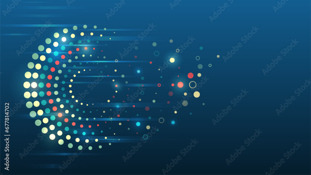Vector technology background. Big data visualization. Abstract stream information with circles ...