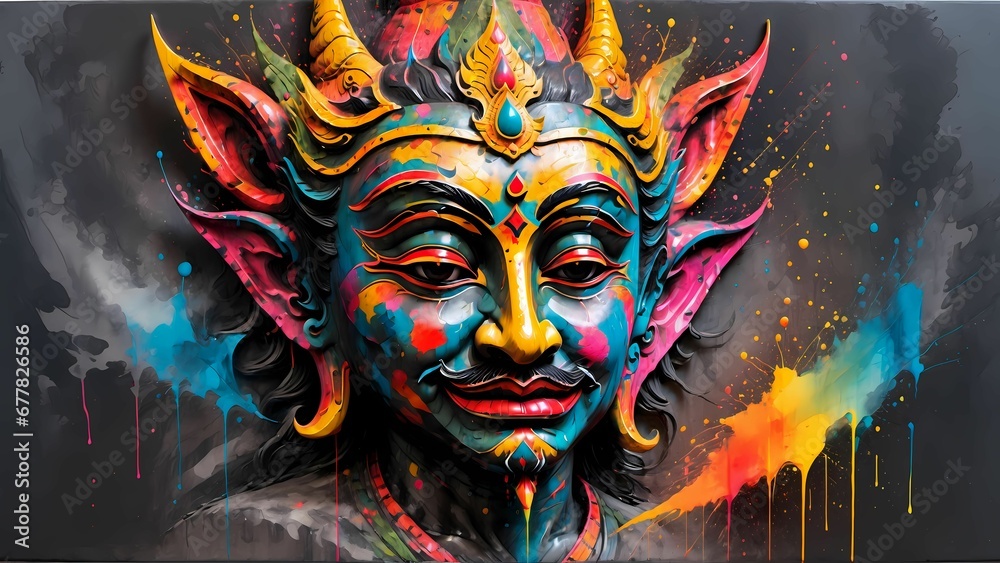 AI generated illustration of a portrait of Lord Hanpa, a regal figure ...