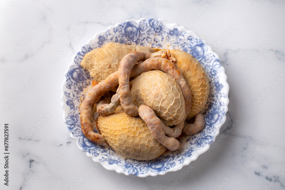 Traditional middle eastern food; stuffed offal, stuffed tripe. Stuffed ...