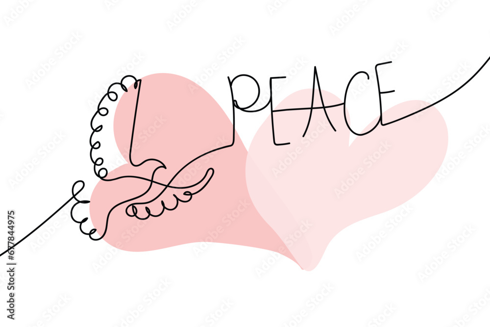 International Day of Peace. Bird, globe, flowers, heart continuous ...